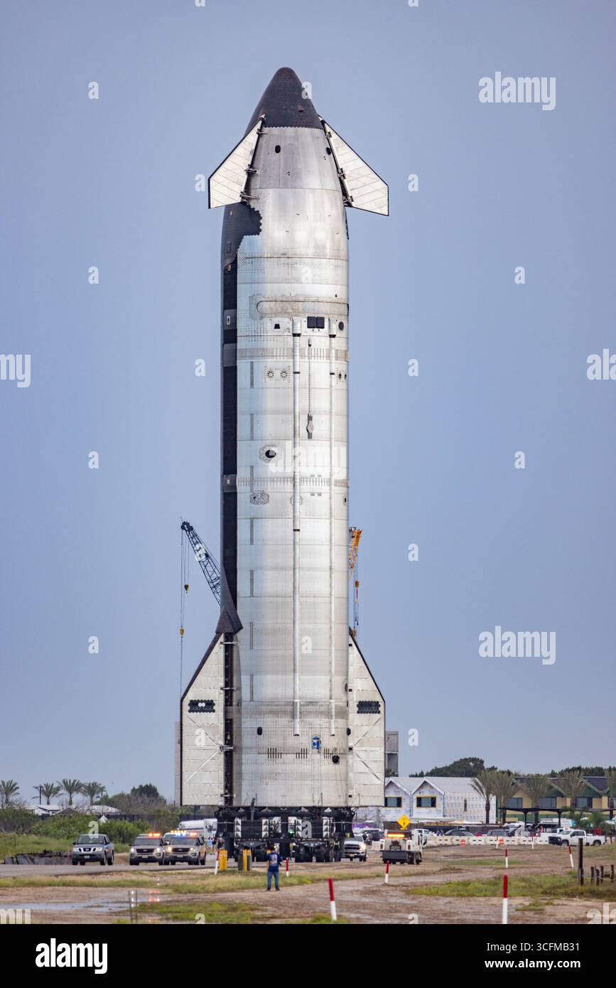 In a light drizzling rain at 3:00 PM CT SpaceX rolled out Ship 37 for ...