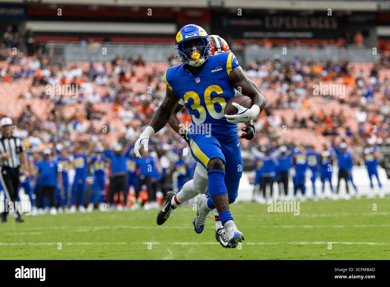 Los Angeles Rams running back Jordan Waters (36) rushes for a touchdown ...