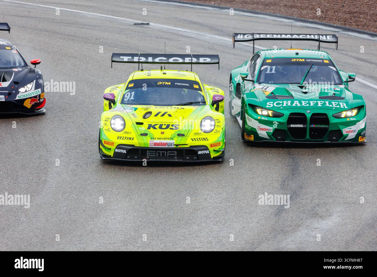 Sachsenring, Germany. 24th August, 2025.Scenic view battle fast Mercedes BMW Audi Lamborghini ...