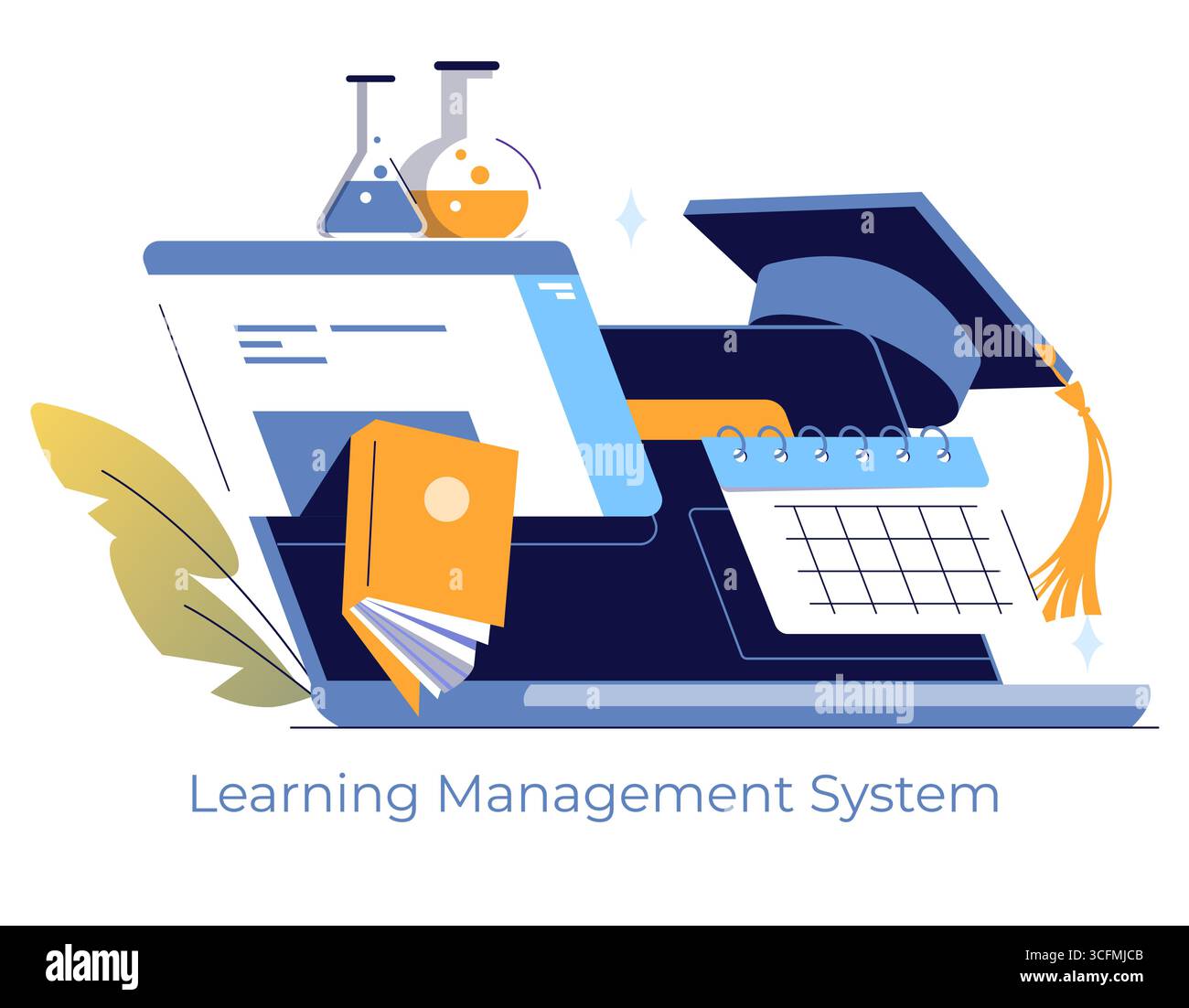 Vector illustration of a comprehensive learning management system ...