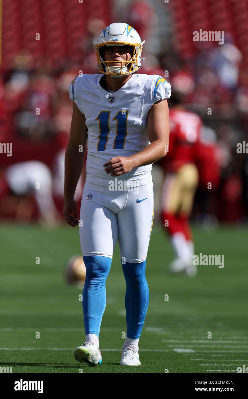 Los Angeles Chargers place kicker Cameron Dicker (11) stands on the ...