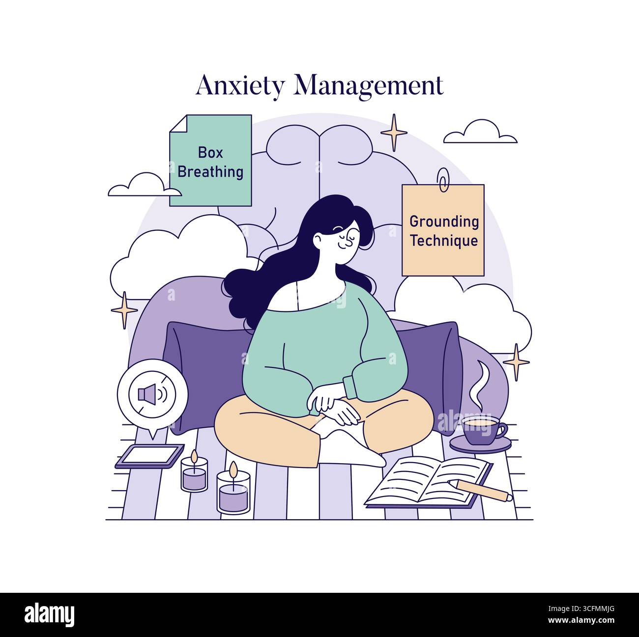 Calming anxiety Stock Vector Images - Alamy
