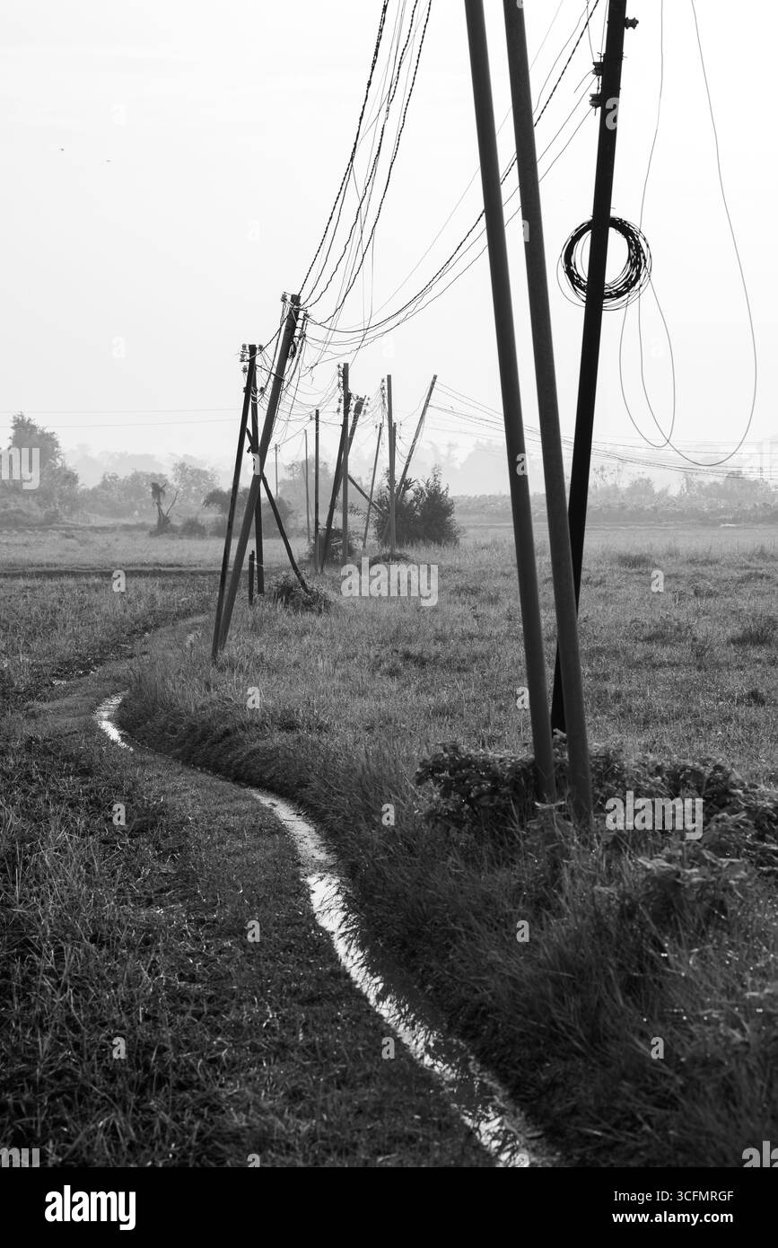 Vietnam power lines Black and White Stock Photos & Images - Alamy
