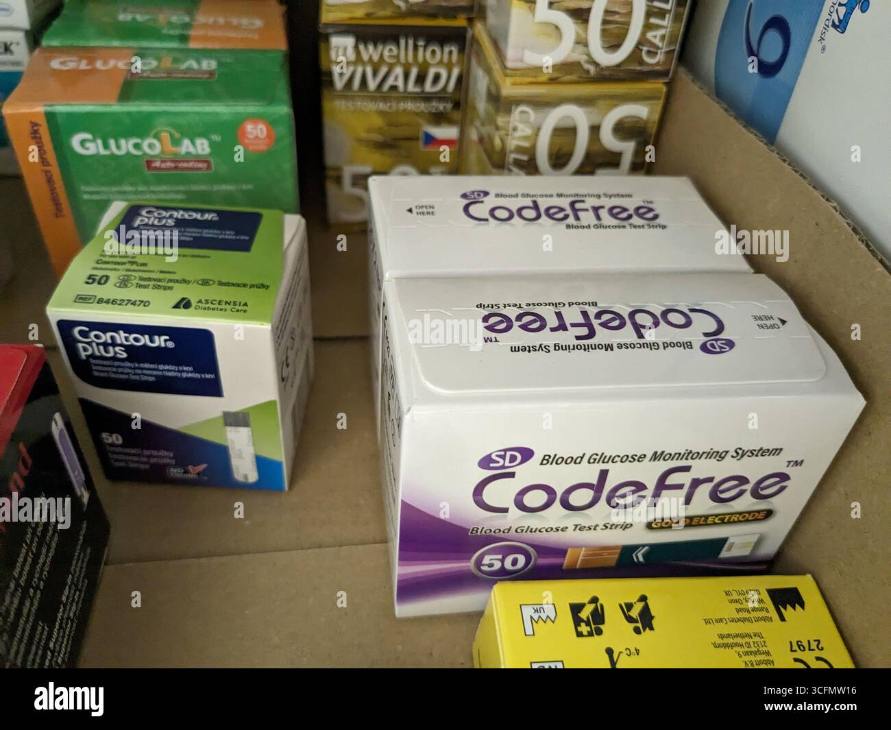 Prague,Czech Republic-May 6 2025: Spare glucose meter test strips from ...