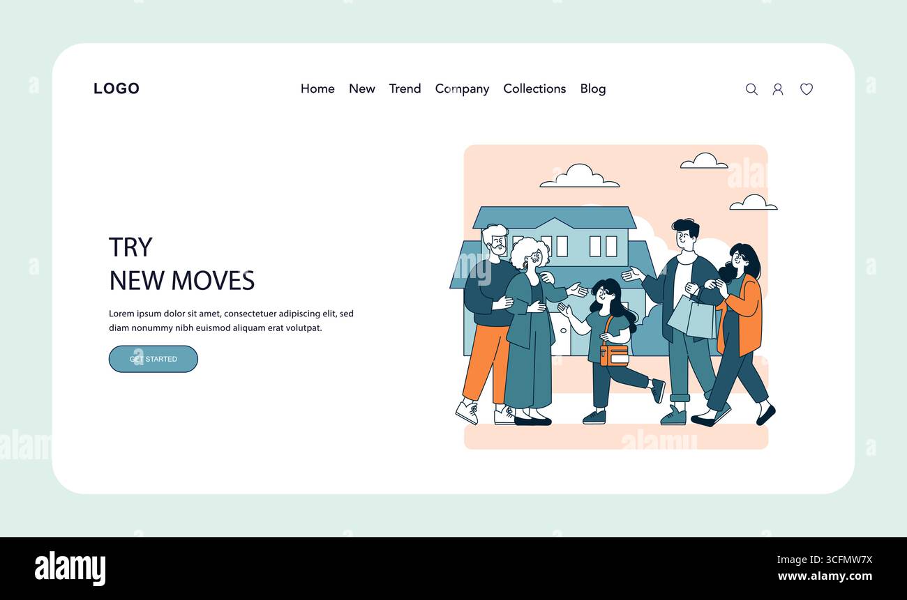 Family reunion with elderly parents welcoming adult children outside ...