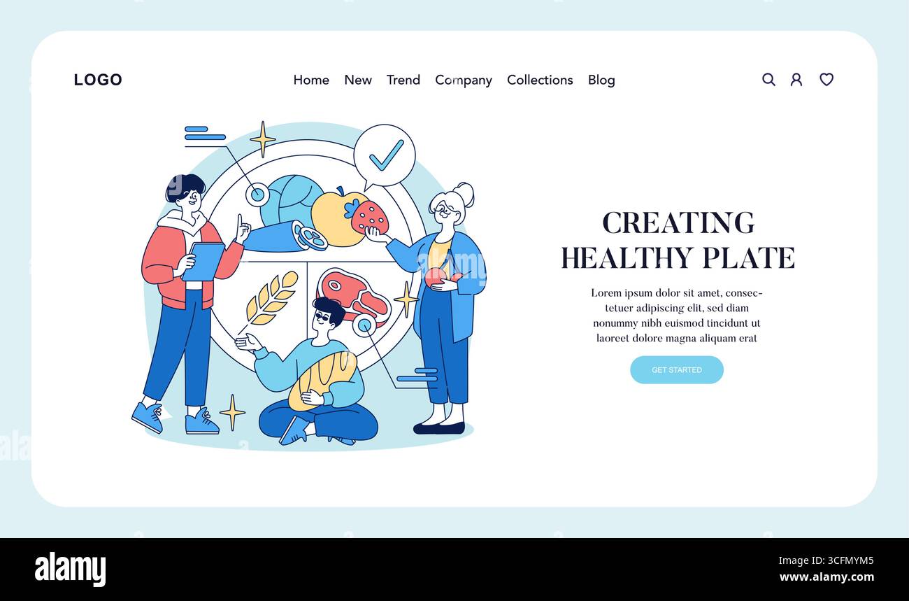 Vector illustration showing individuals engaging with a balanced food ...