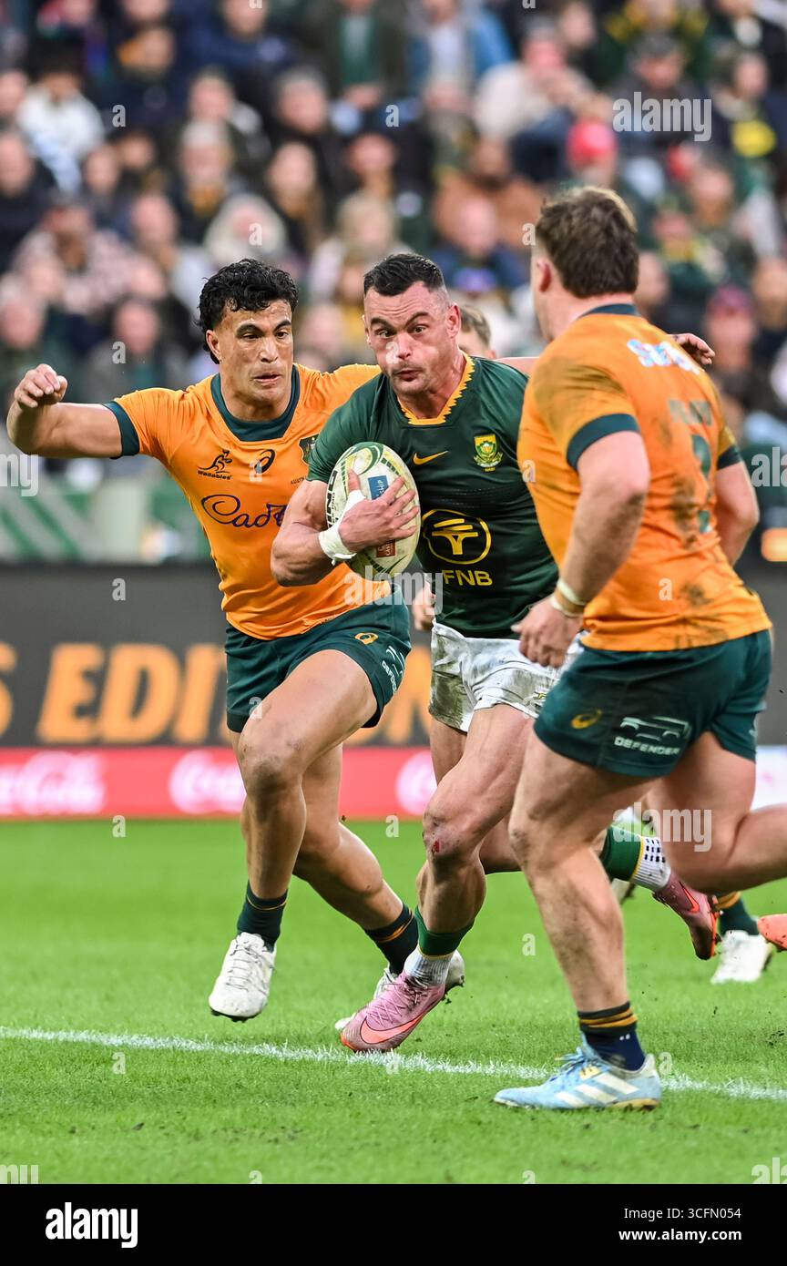 Jesse Kriel, captain of South Africa and Joseph-Aukuso Suaalii of ...