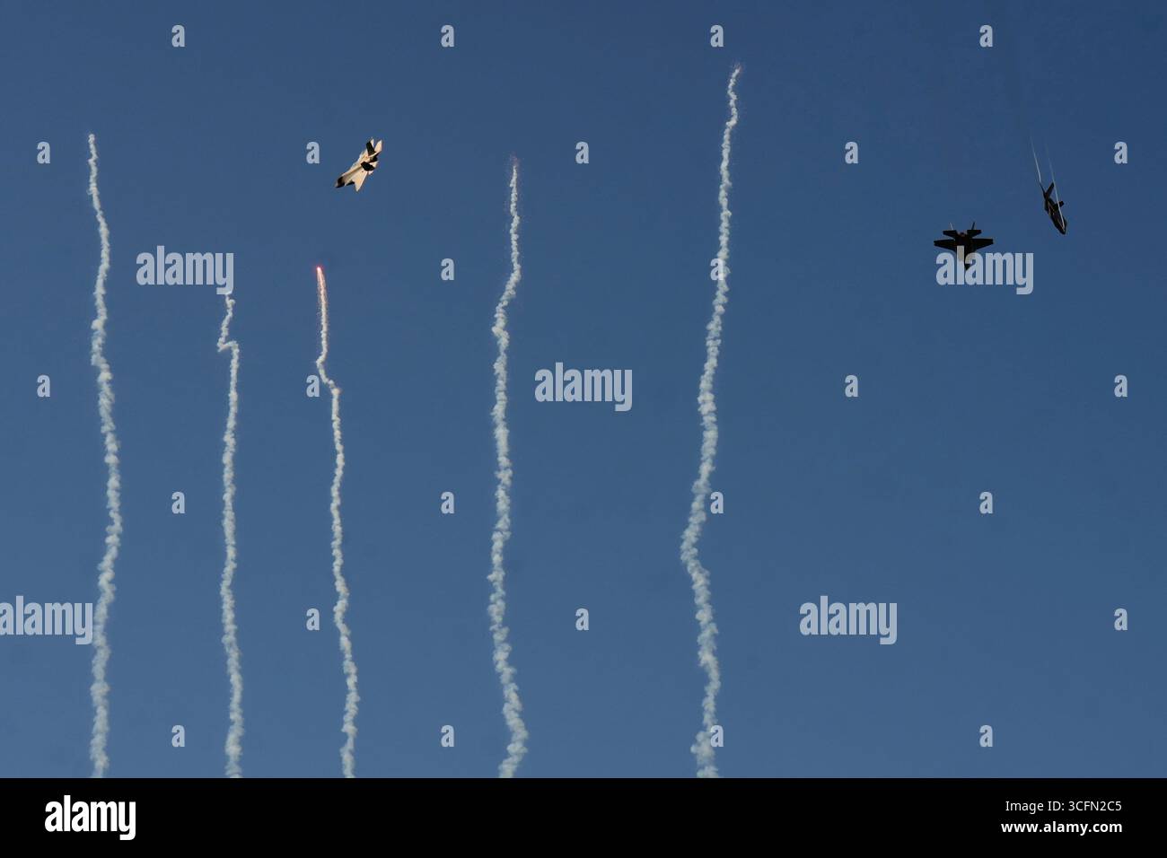 F-35 Lightning fighter jets fly over David Booth Kansas Memorial ...