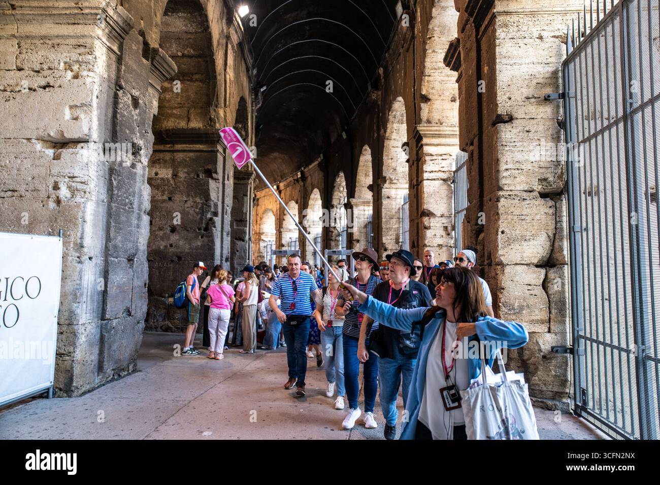 Daily Life in Rome A tour group inside the colosseum on May 13, 2025 in ...