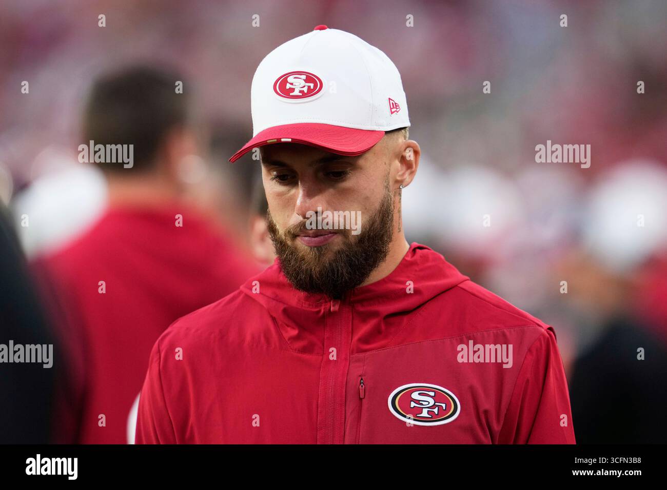 San Francisco 49ers wide receiver Ricky Pearsall stands on the sideline ...