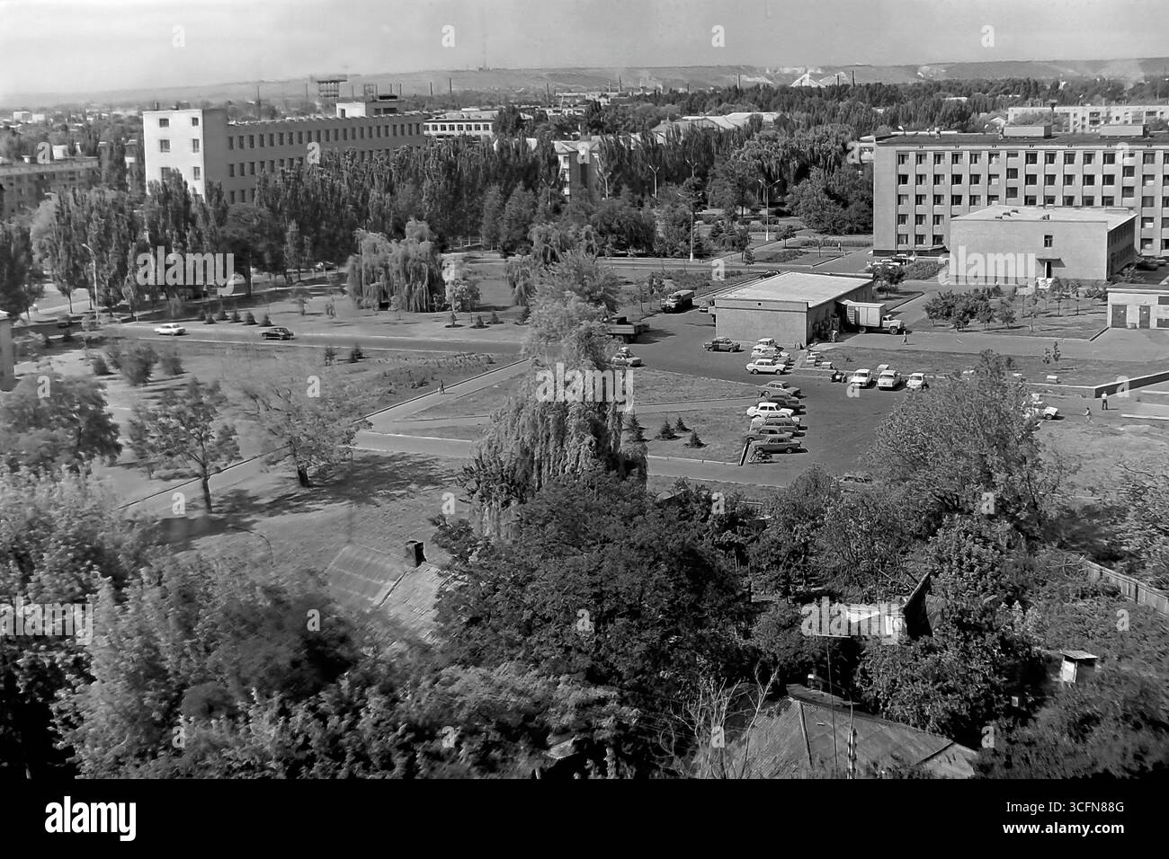 A parking lot near Revolution Square (now Soborna Square) in Sloviansk ...