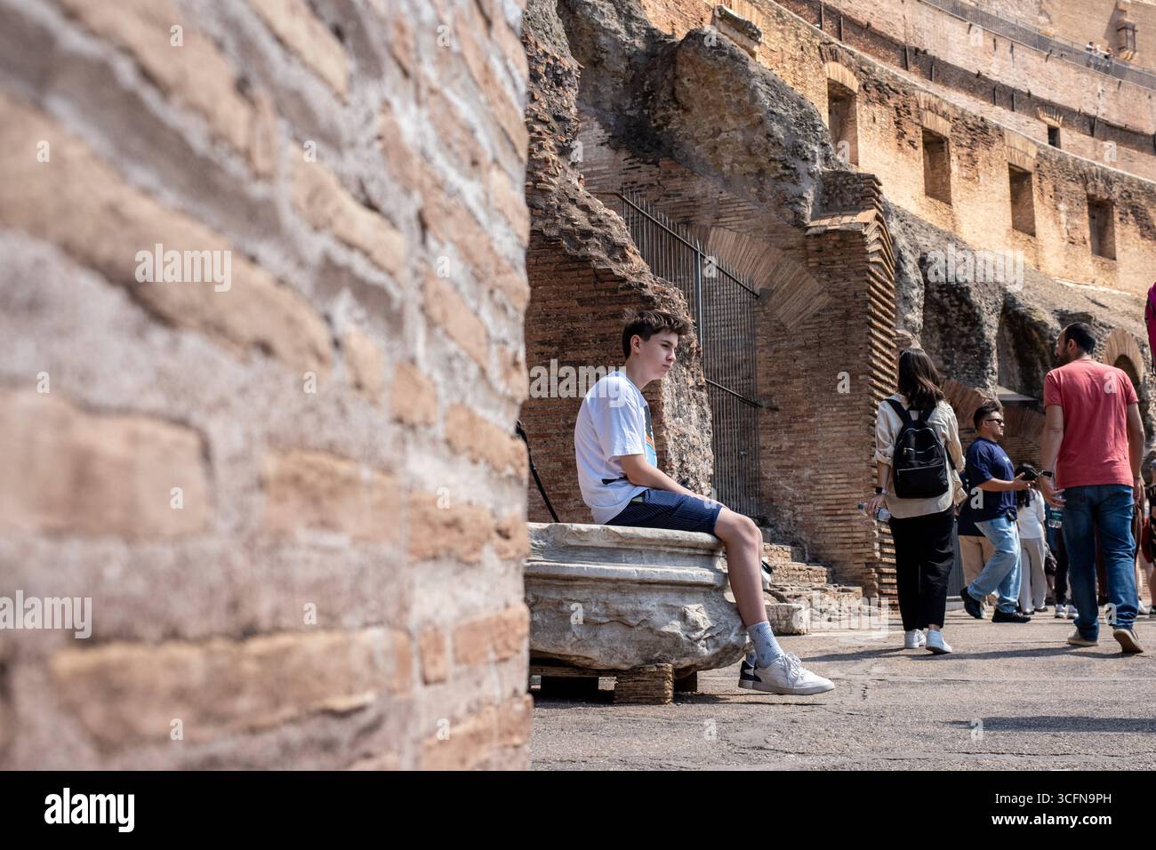 Daily Life in Rome A General view showing visitors inside the colosseum ...