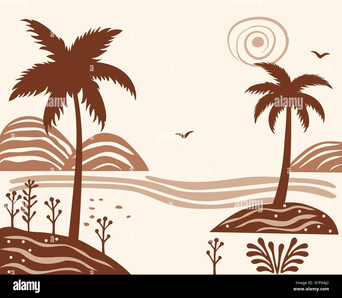 Stylized coastal scenery Stock Vector Images - Alamy