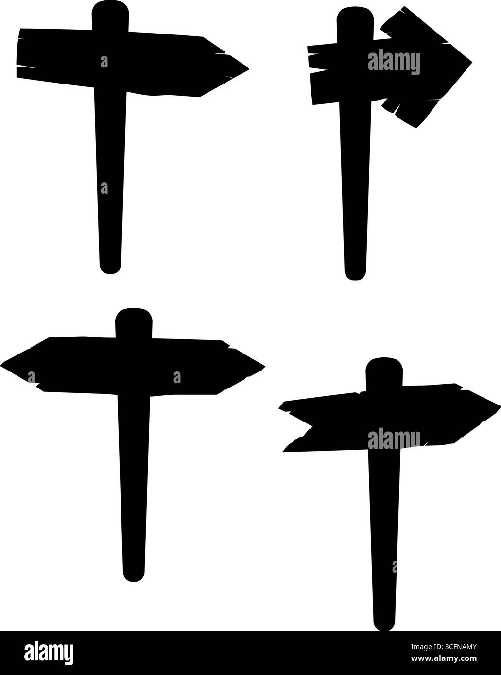 Illustration of set of wooden signpost with directional arrows ...