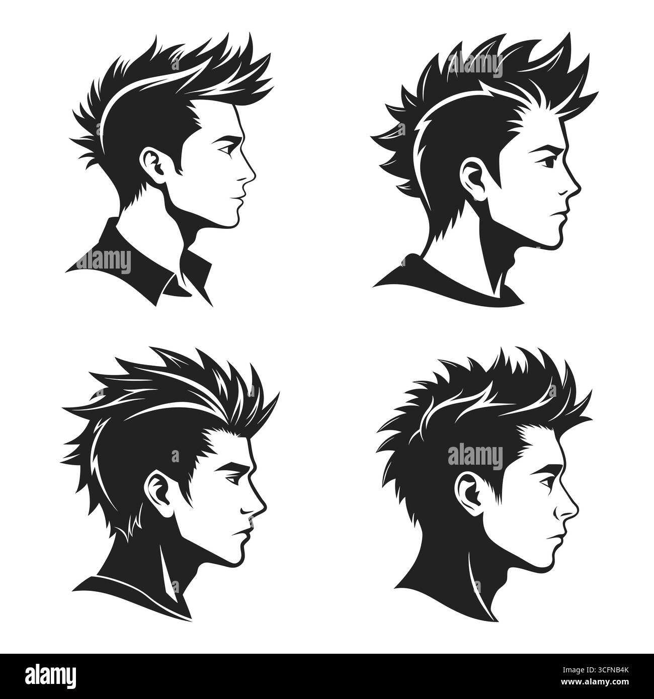 Spiky hair silhouette hi-res stock photography and images - Alamy