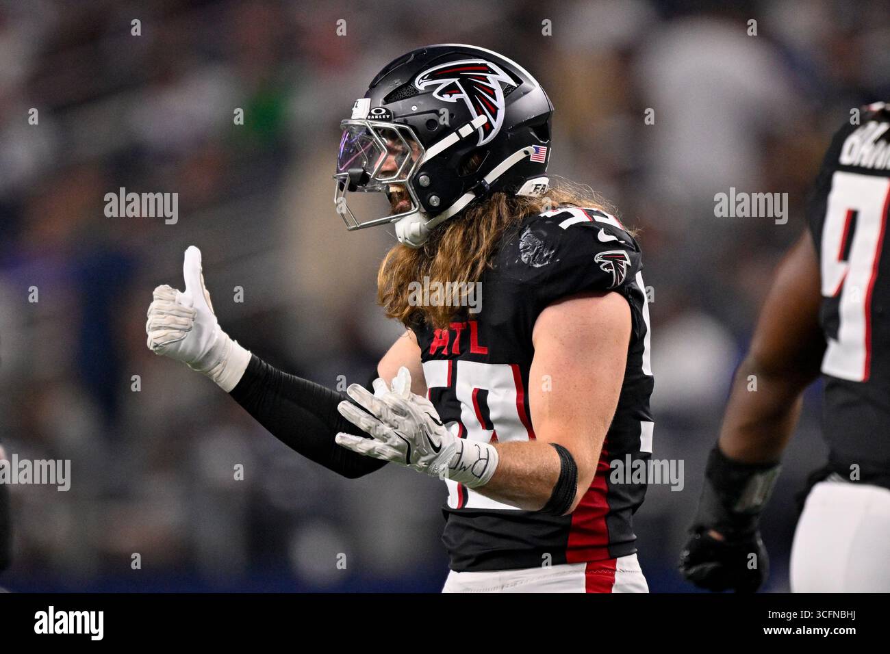 Atlanta Falcons linebacker Nick Kubitz (59) looks on during a preseason ...