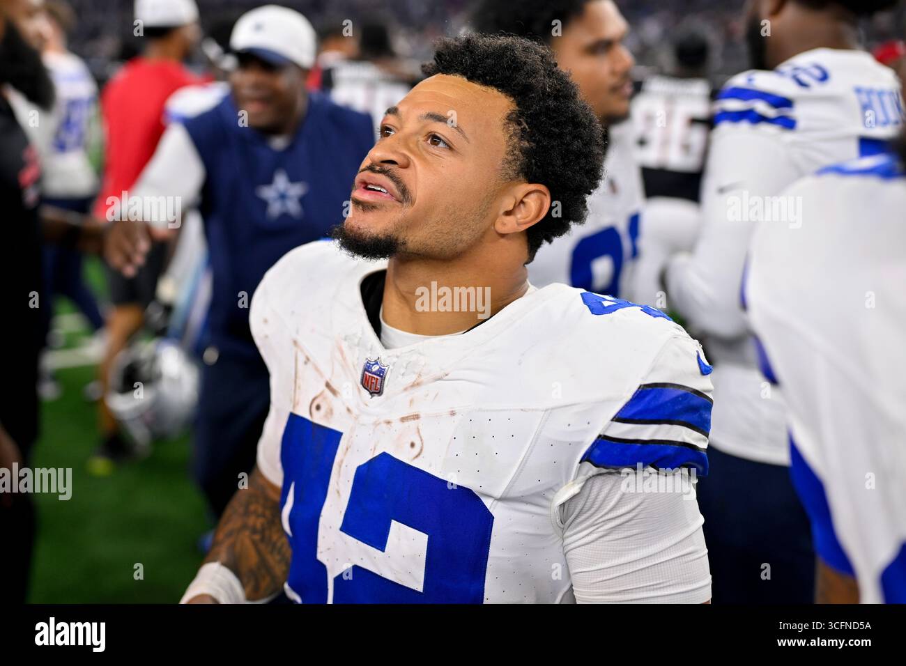 Dallas Cowboys running back Deuce Vaughn (42) looks on after a ...