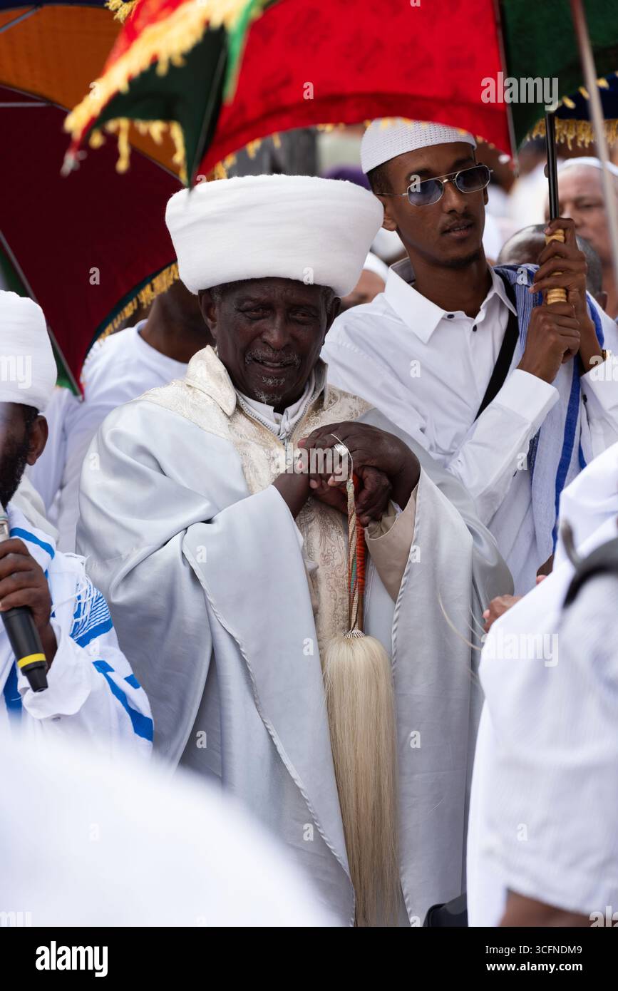 Jerusalem, Israel, 03 October 2023: An Ethiopian Jewish priest or kes ...