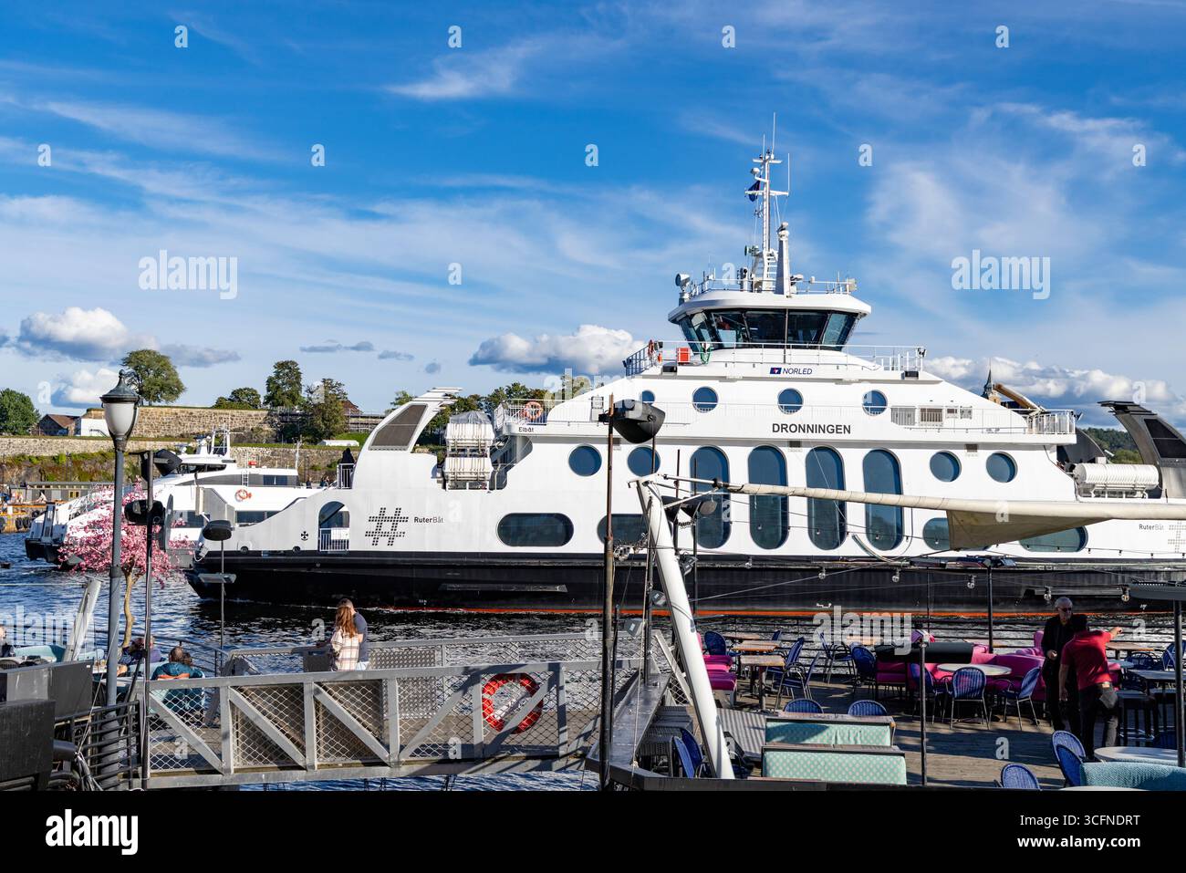 Oslo ferry vessel approaching port on Oslo fjord, Norway,Europe Stock ...