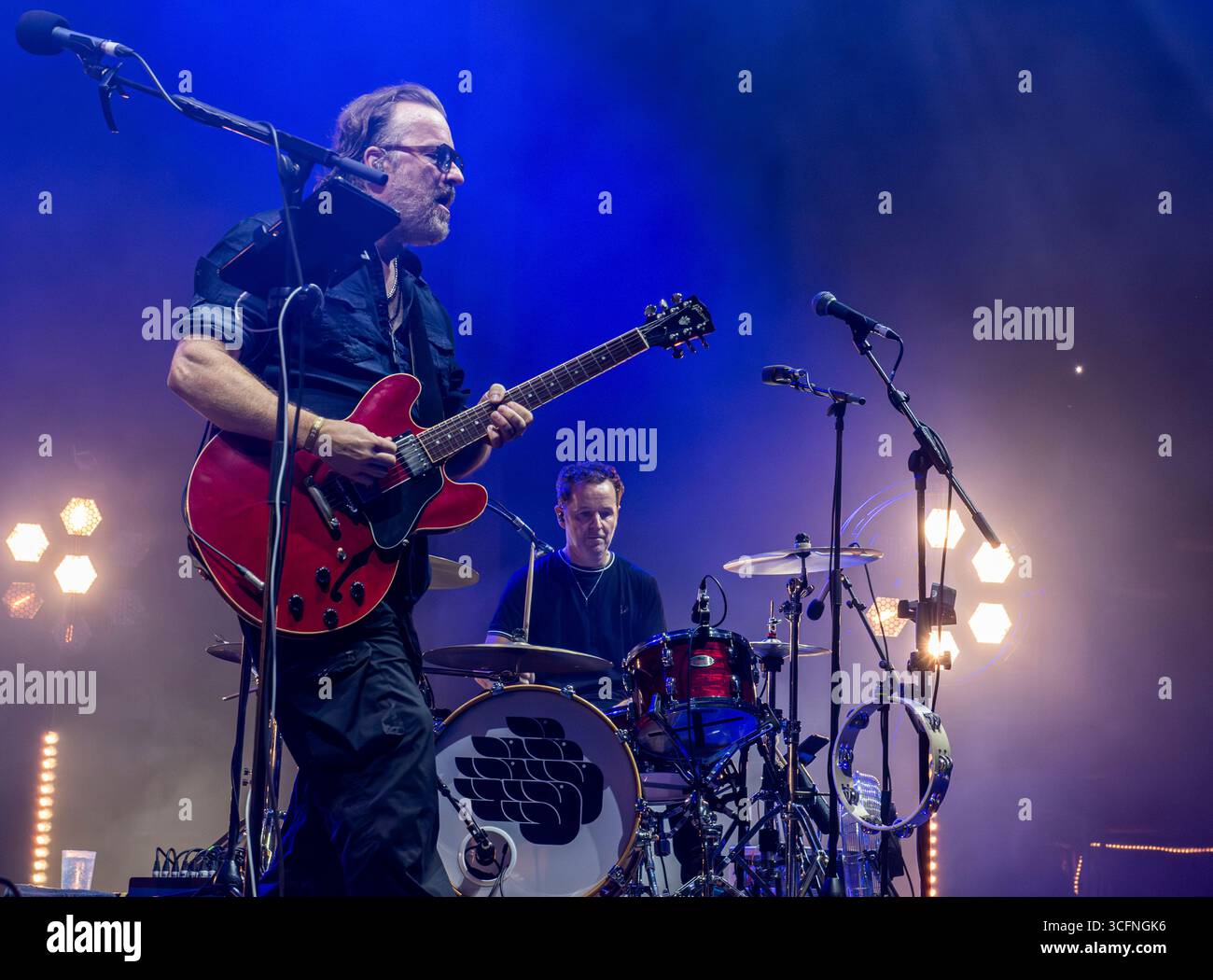 Halifax, UK. 23rd Aug, 2025. Twin brothers Jez and Andy Williams from ...