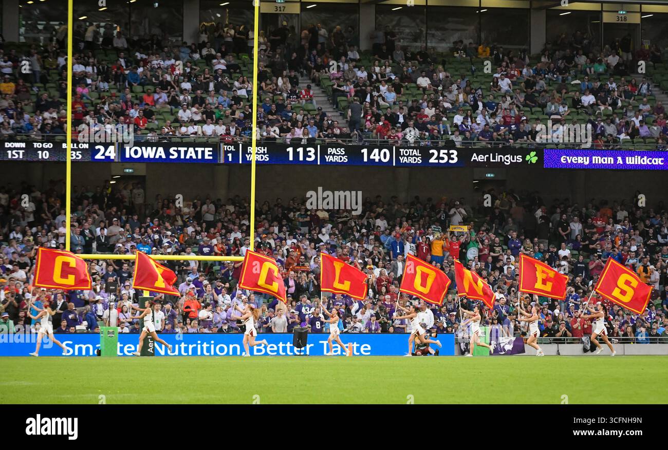 Dublin, Ireland. 23rd August, 2025. The Kansas State Wildcats flag team ...