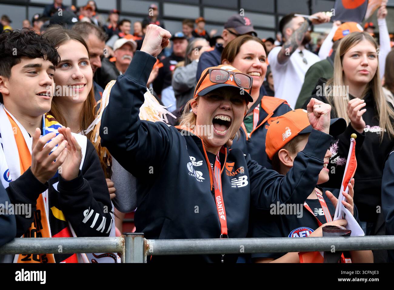 GWS Giants supporters celebrate after the NRL Round 25 match between ...