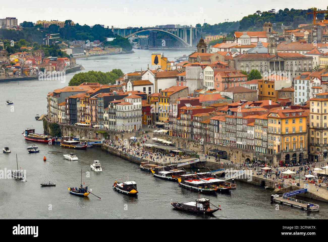 Ribeira Square and the Cais da Ribeira waterfront, on the Douro River ...