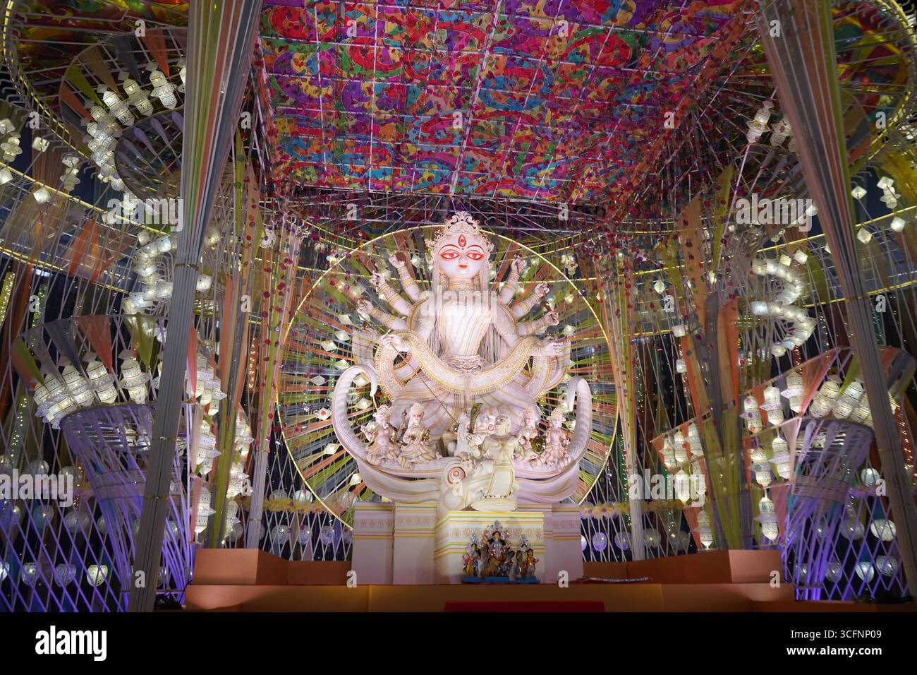 The Divine Grandeur of Durga Puja Pandals at South Kolkata tridhara sammilani 2023 Stock Photo ...