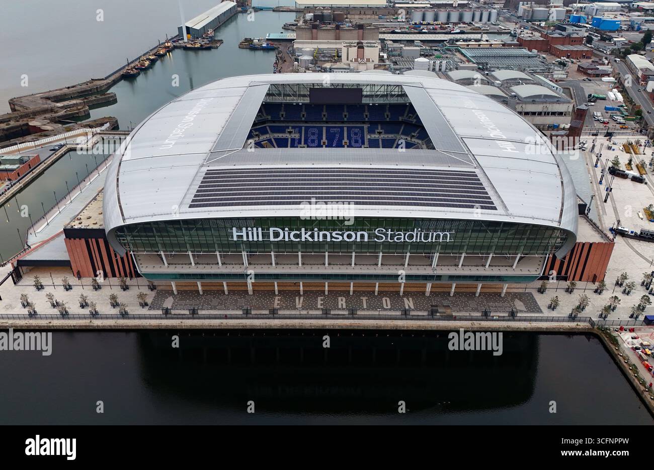 An aerial view of Hill Dickinson Stadium, home of Everton. The ...