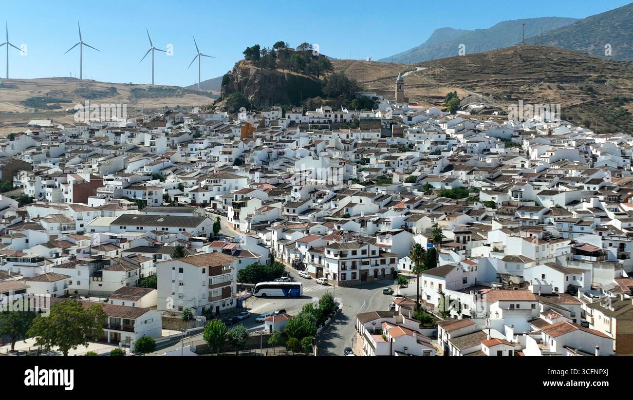 Aerial view of the municipality of Ardales in the province of Malaga ...