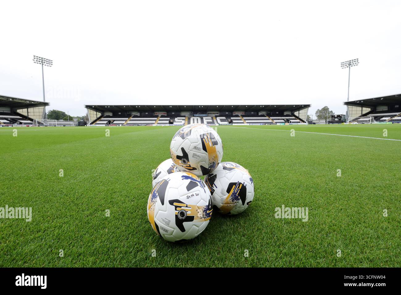 A general view of match balls in the stadium ahead of the William Hill ...