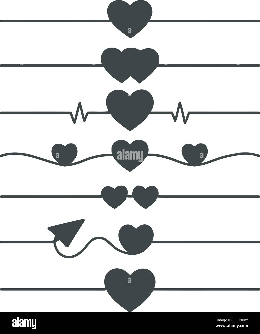 Heart line art border Stock Vector Images - Alamy