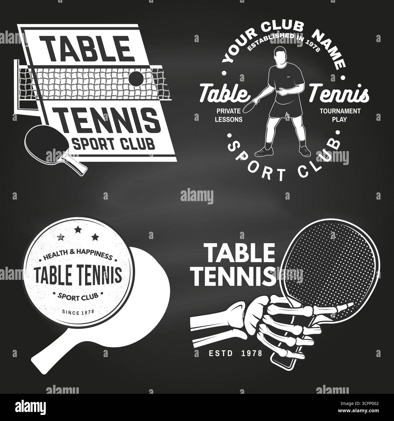 Table tennis and ping pong sport club badge, emblem with table players ...