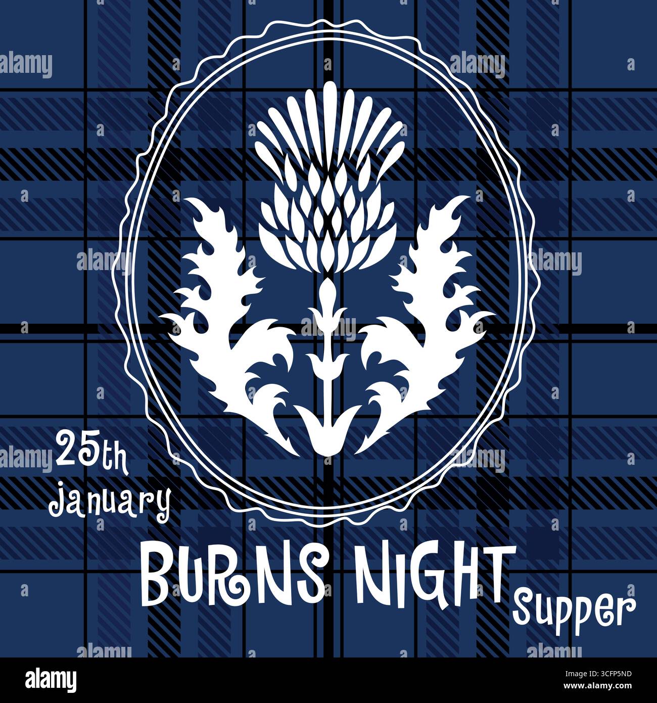 Burns night supper background with thistle on tartan background. Menu ...