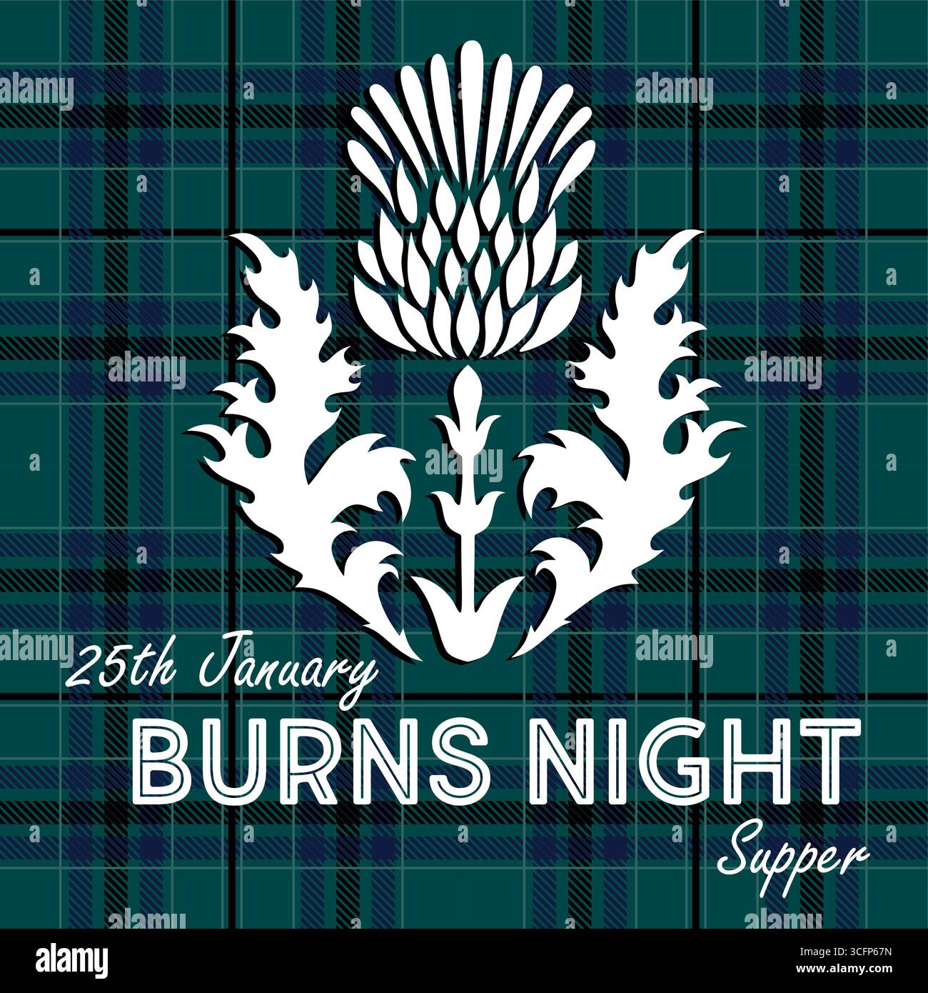 Burns night supper background with thistle on tartan background. Menu ...