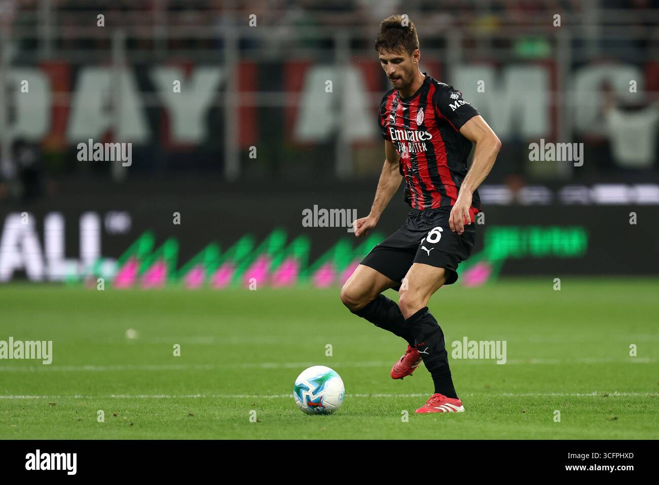 Matteo Gabbia of Ac Milan in action during the Serie A match beetween Ac Milan and Us Cremonese ...