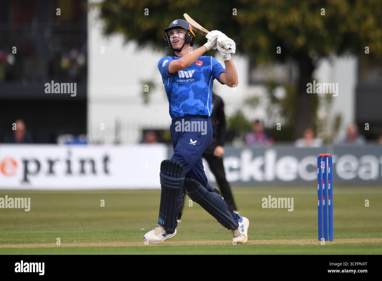 Canterbury, England. 24th Aug 2025. Corey Flintoff bats during the ...