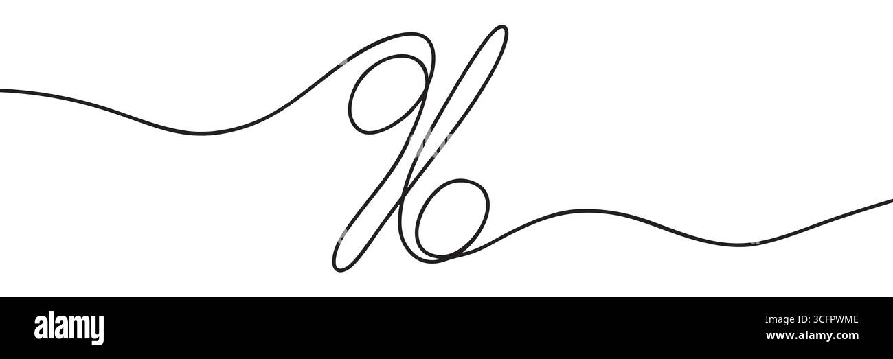 Continuous line drawing minimal percentage symbol abstract illustration ...