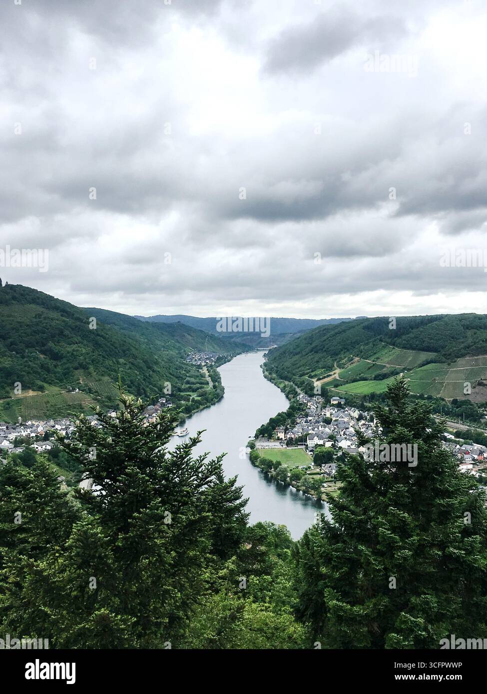 Landscape view of the Mosel Valley and the Palatinate Forest. River ...