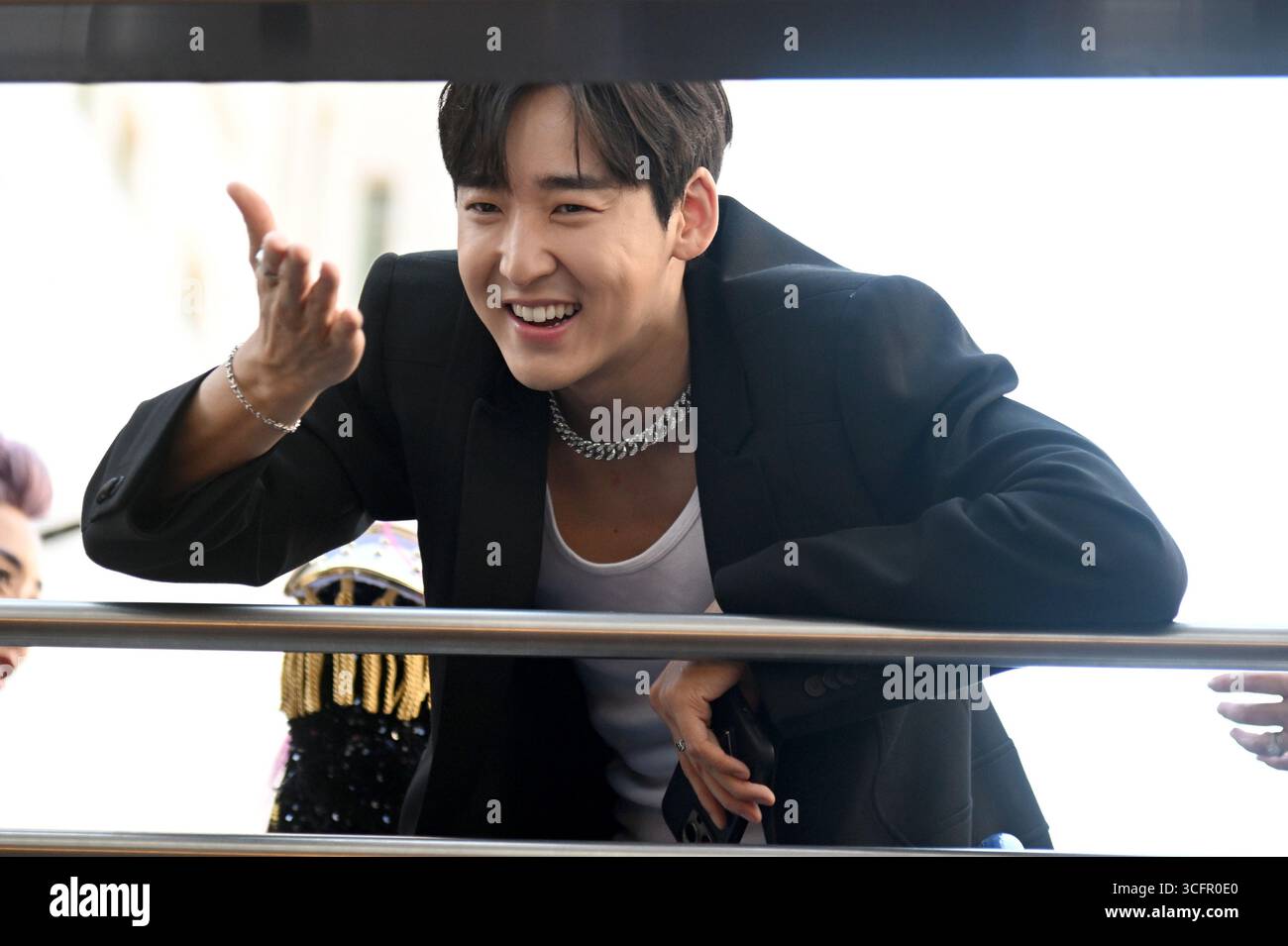 New York, USA. 23rd Aug, 2025. Singer Kevin Woo sighted at a KPop Demon ...