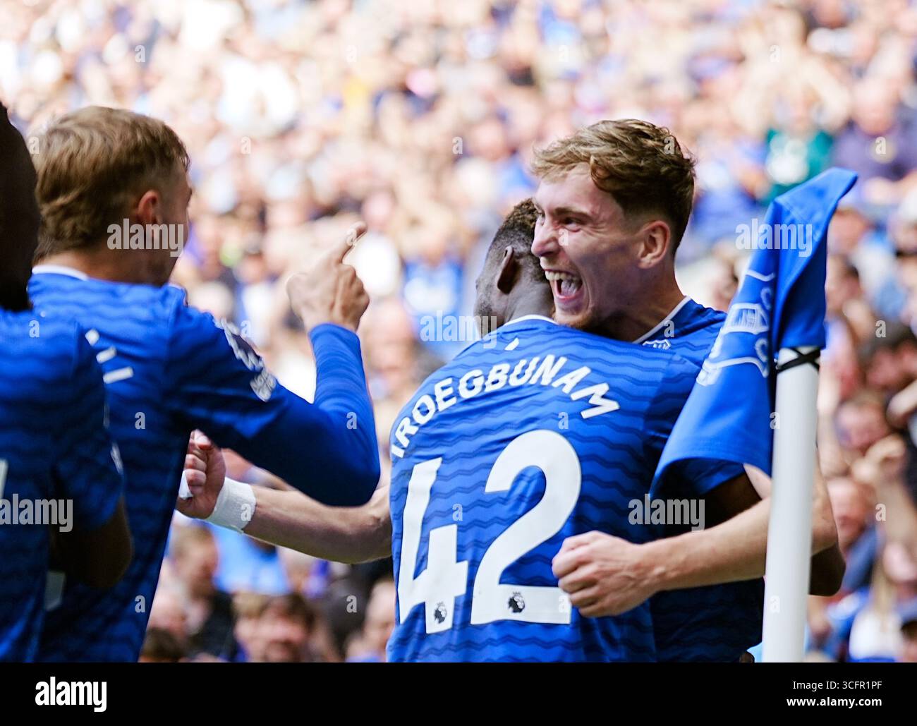 Everton's James Garner celebrates scoring their side's second goal of ...