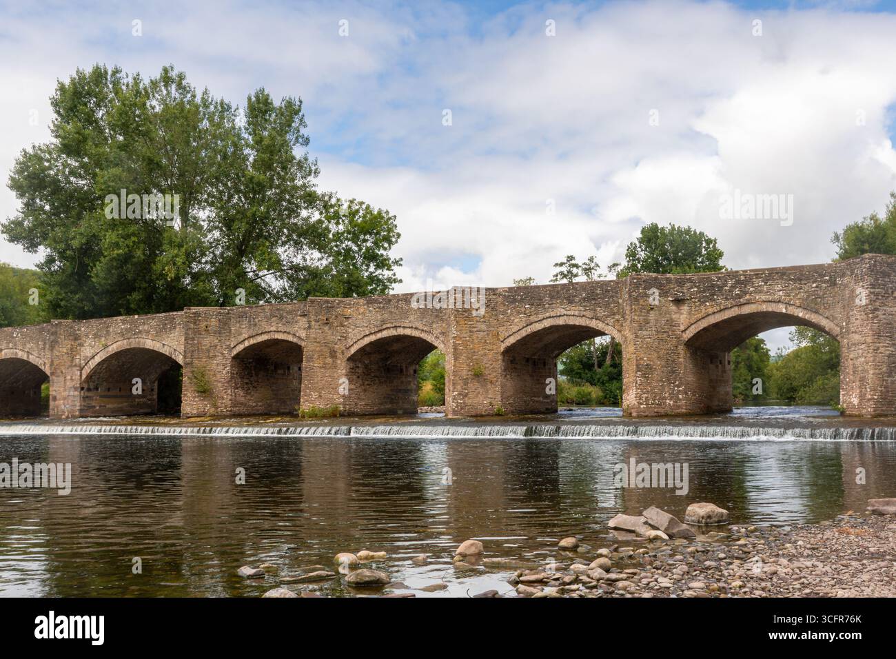 Crickhowell Bridge, an 18th-century arched bridge that spans the River ...