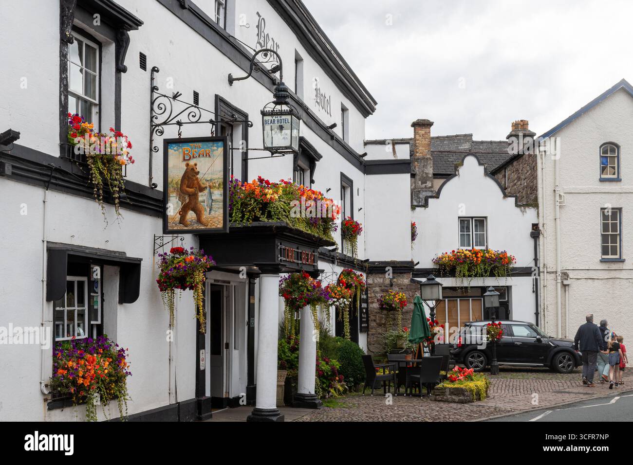 The Bear Hotel in Crickhowell town centre in the Usk Valley on the edge ...