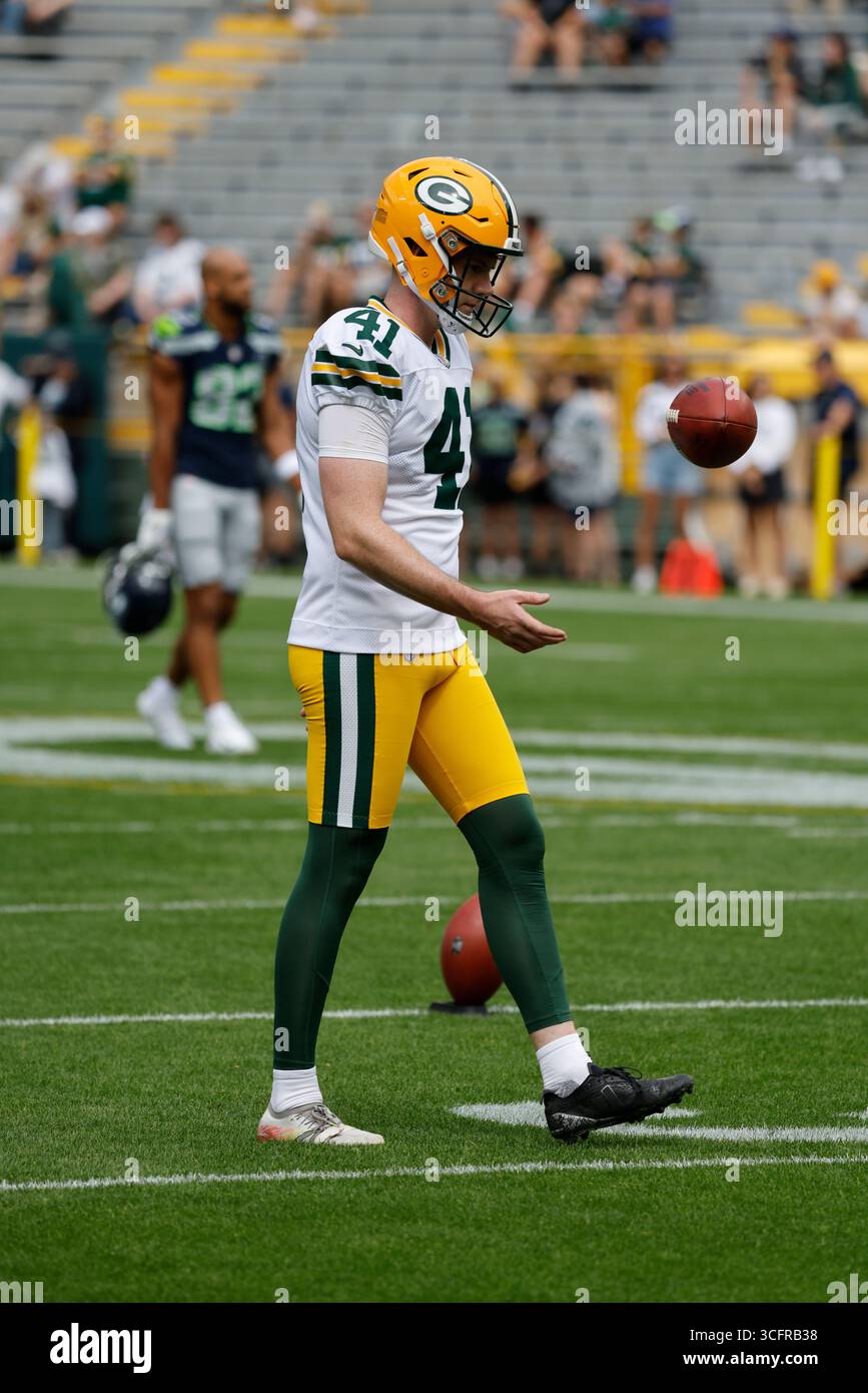 Green Bay Packers place kicker Mark McNamee during a preseason NFL ...