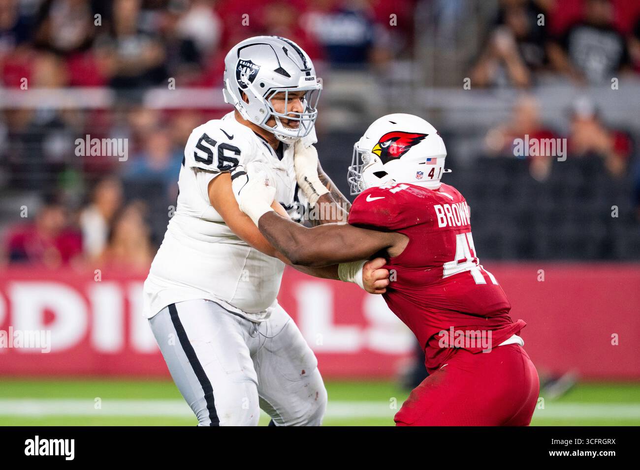 Las Vegas Raiders guard Atonio Mafi (56) and Arizona Cardinals ...
