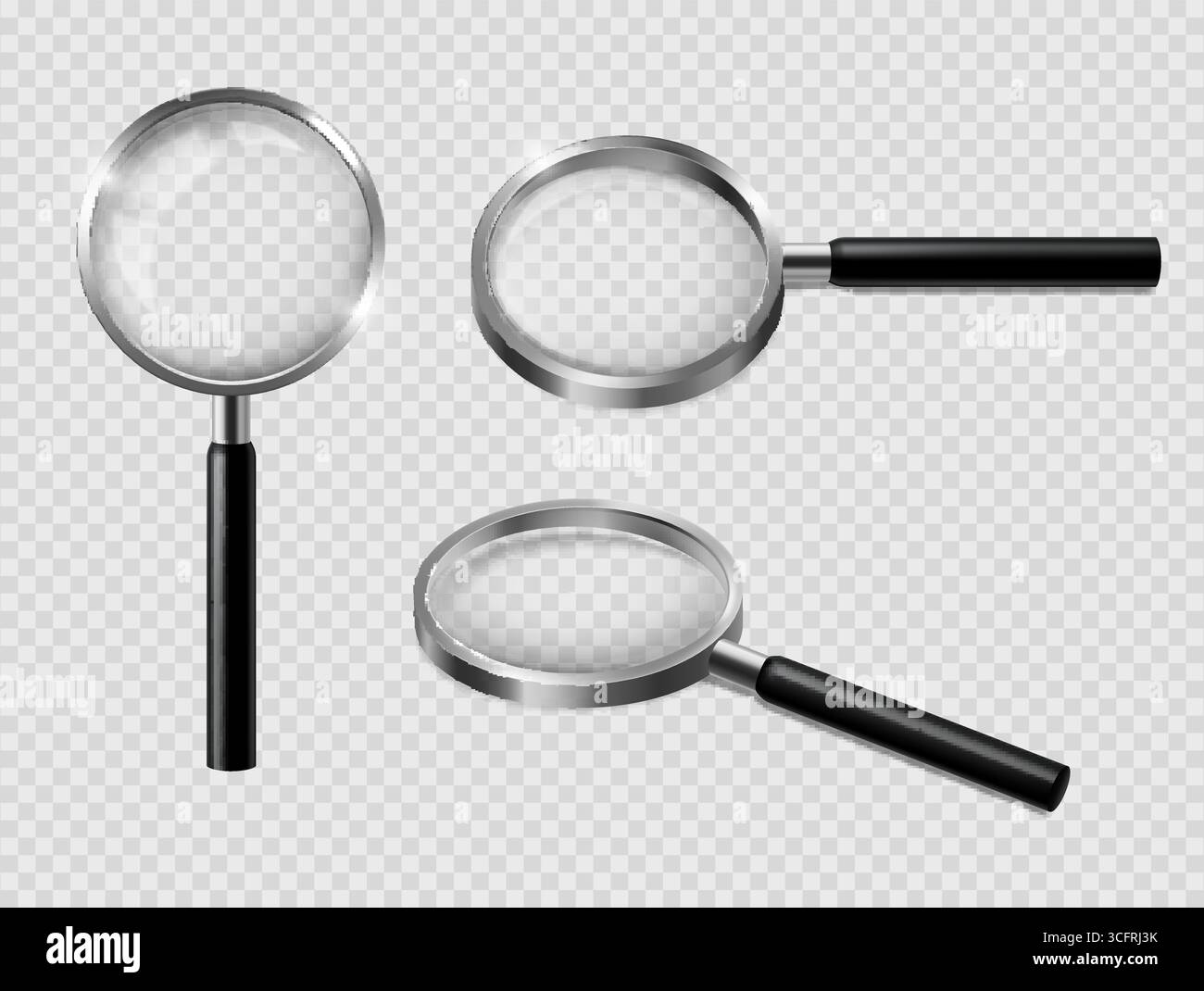 3D magnifying glass. Magnify with metal frame, transparent zoom lens ...