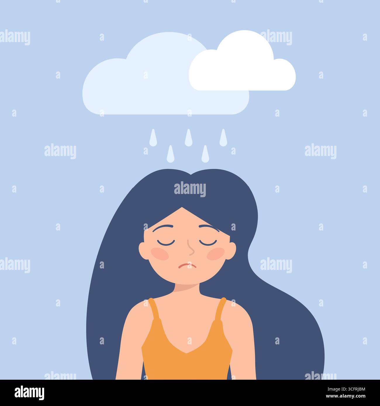 Female sad rain Stock Vector Images - Alamy