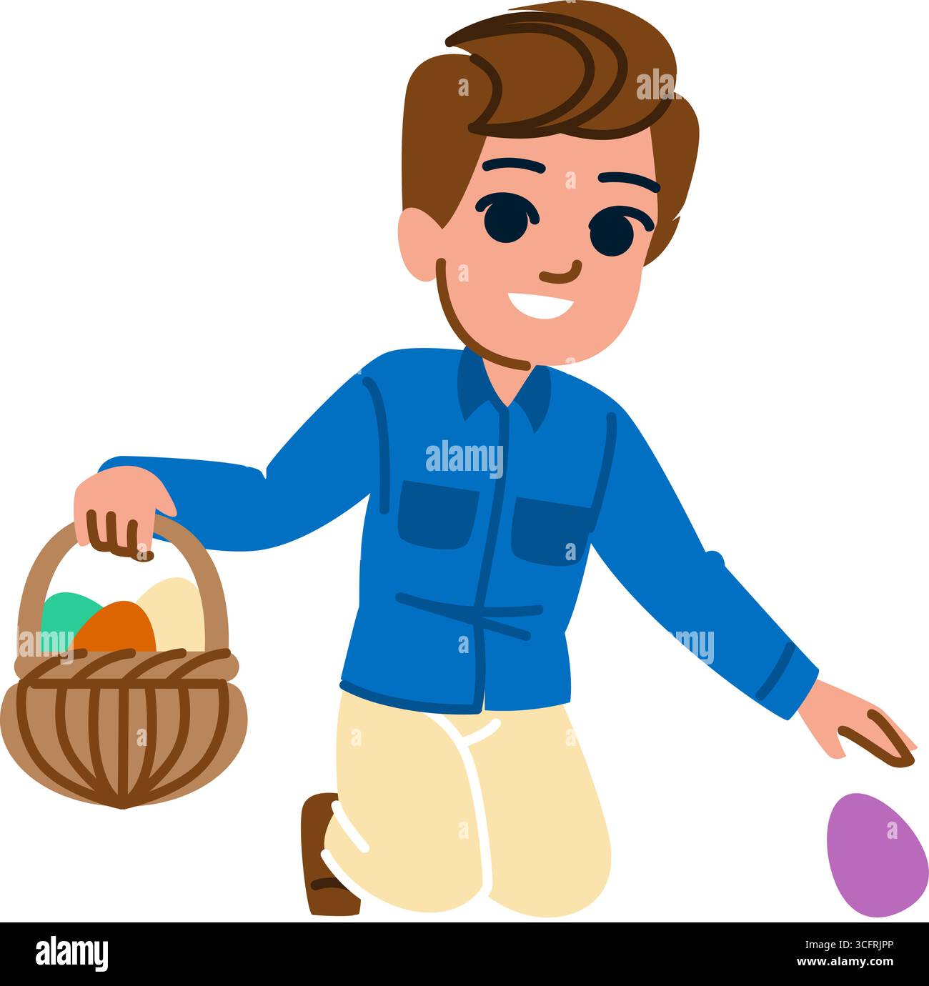 Egg collecting boy Stock Vector Images - Alamy