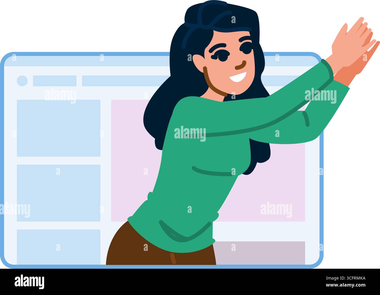 Young woman clapping white background Stock Vector Images - Alamy
