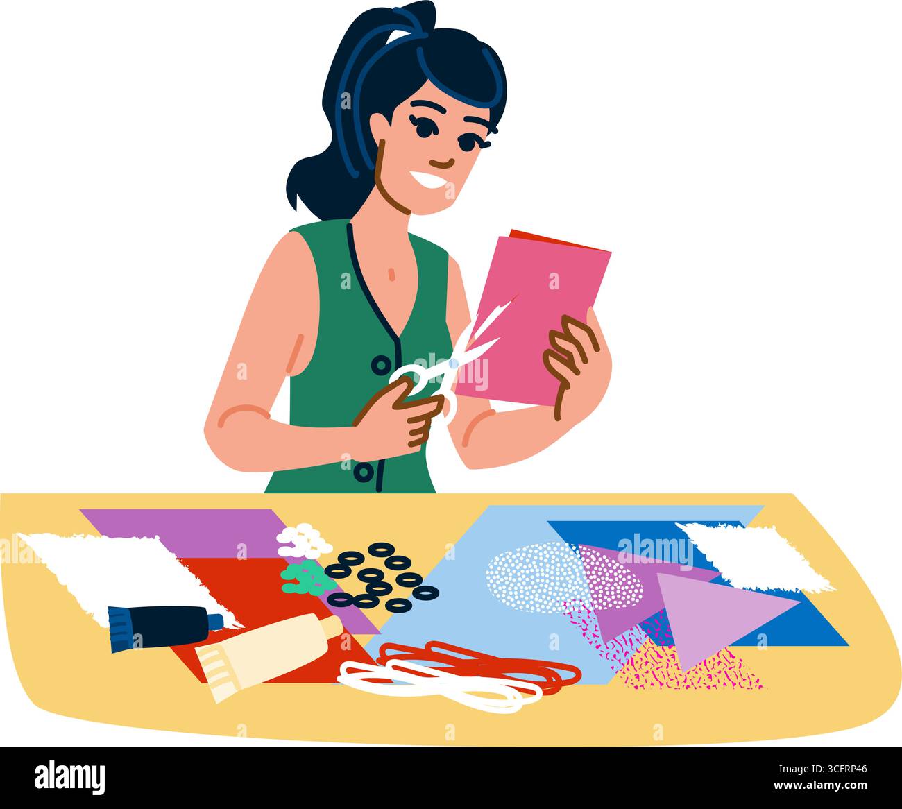 Woman crafting paper Stock Vector Images - Alamy